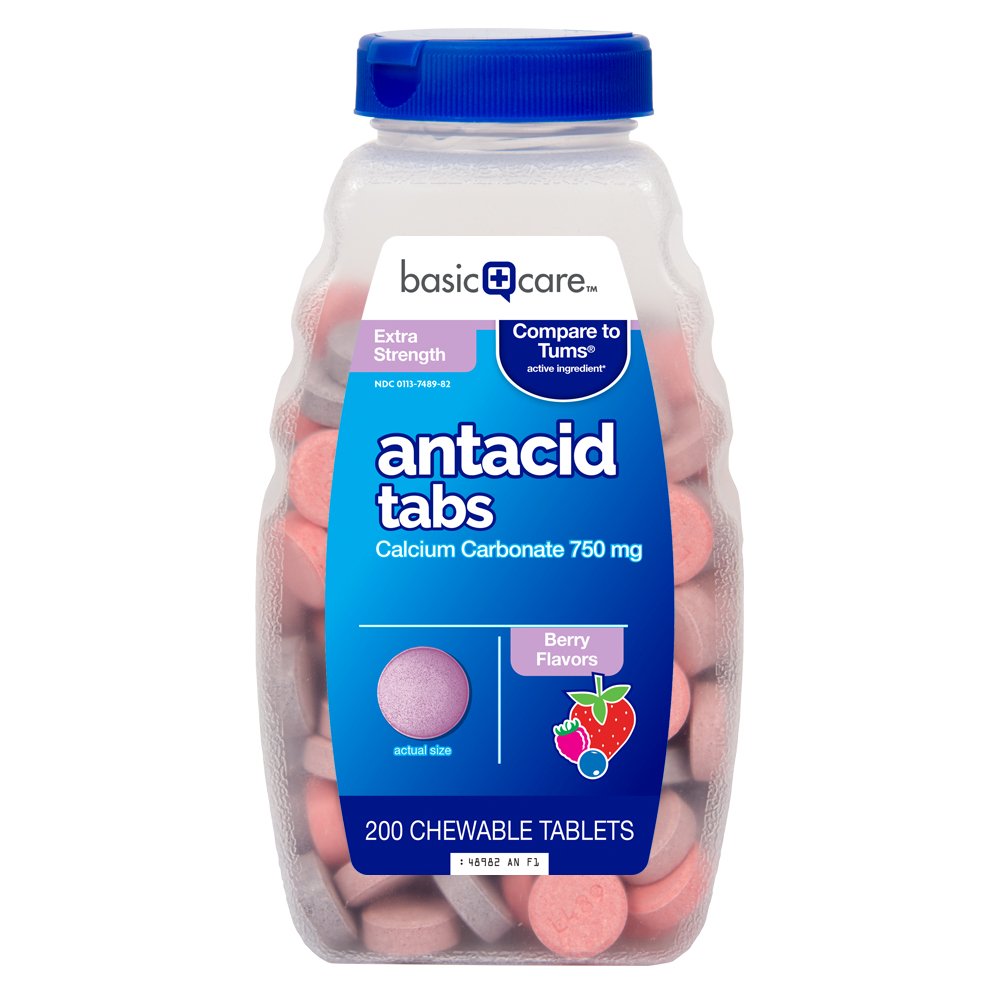 Amazon Basic Care Extra Strength Calcium Antacid Tablets Berry 200 