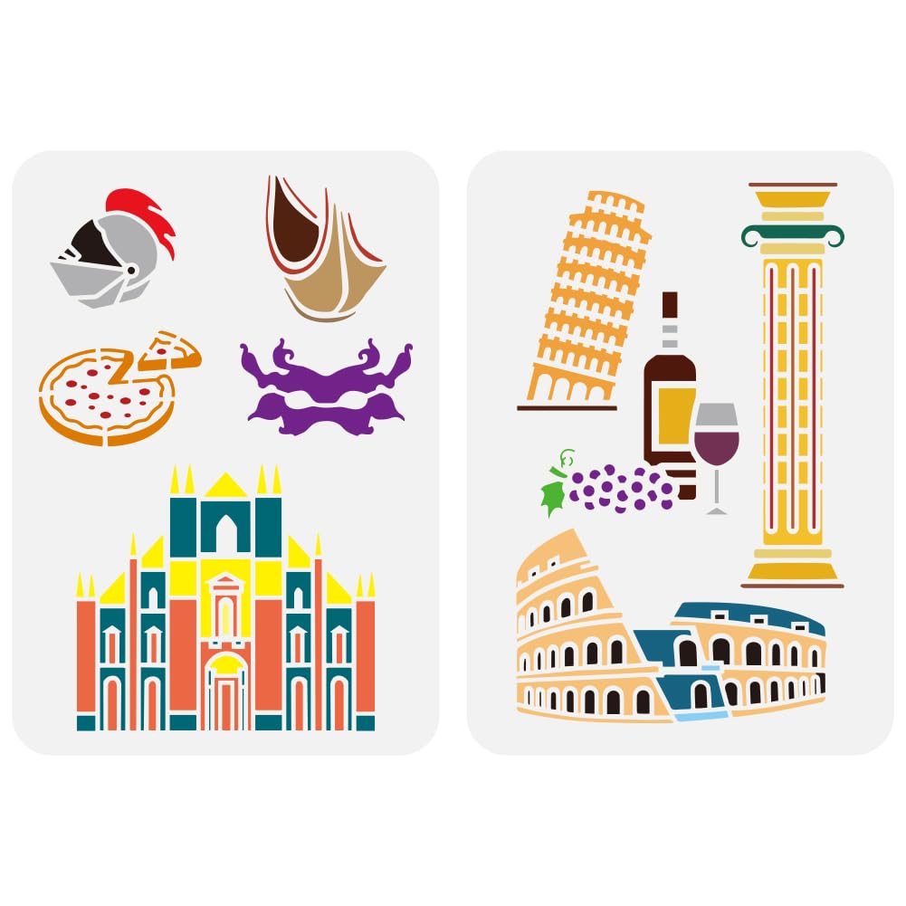 Mua FINGERINSPIRE 2 Pcs Italian Landmarks Large Stencil 8.3x11.7 ...