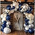 Amazon.com: Navy Blue Balloon Garland Double Stuffed Pearl White Royal Blue Balloon Dark Blue ...
