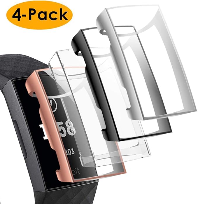 CAVN Compatible with Fitbit Charge 3 Screen Protector, [4 Pack] Overall ...