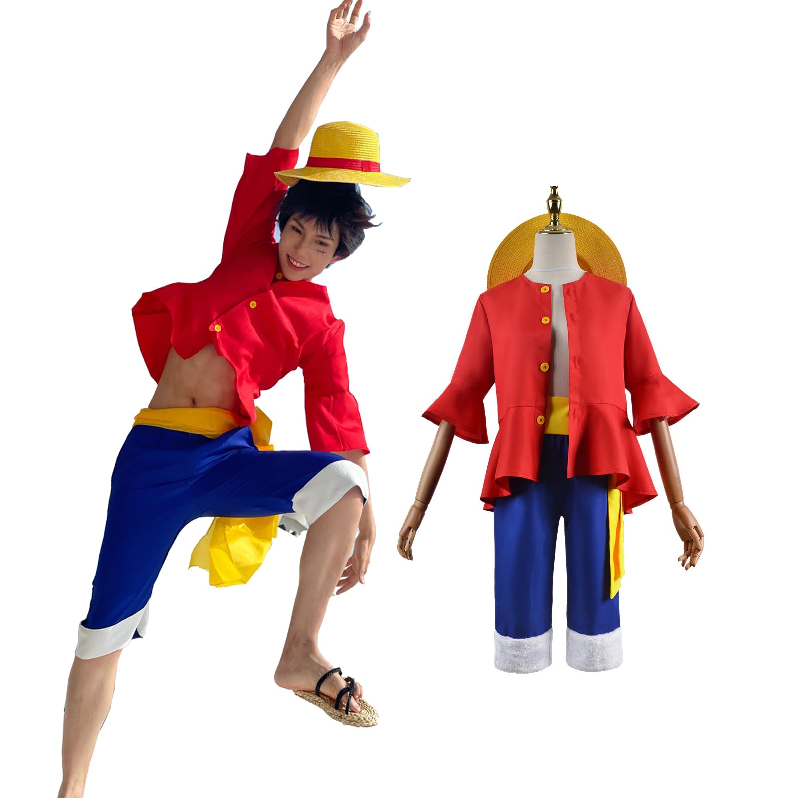 TSCMRCDC Kids Monkey D. Luffy Costume Straw Hat Luffy Cosplay Anime ...
