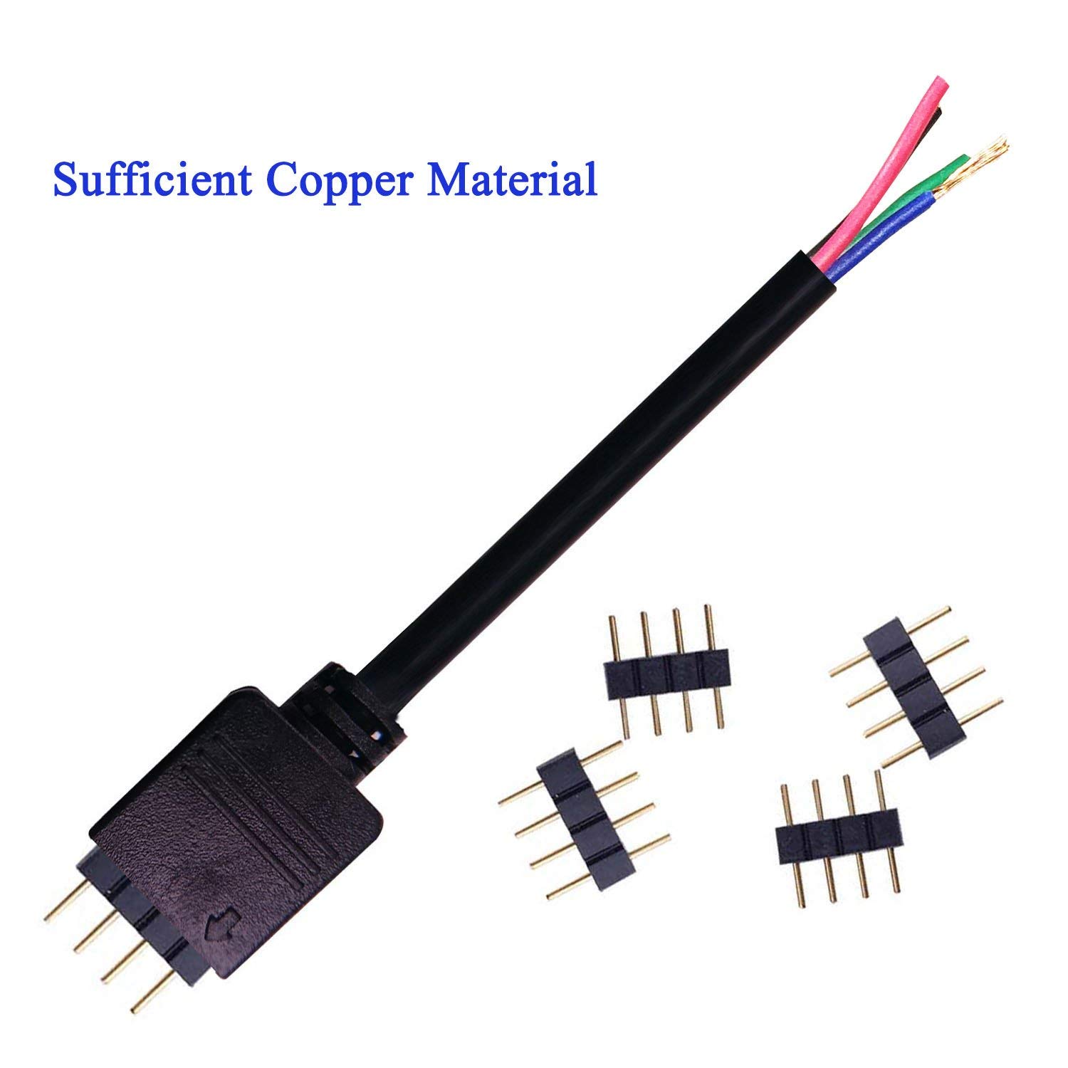 RGBZONE 2 Pack Black 4 Pins LED Splitter Cable Strip Connector 3 Way ...