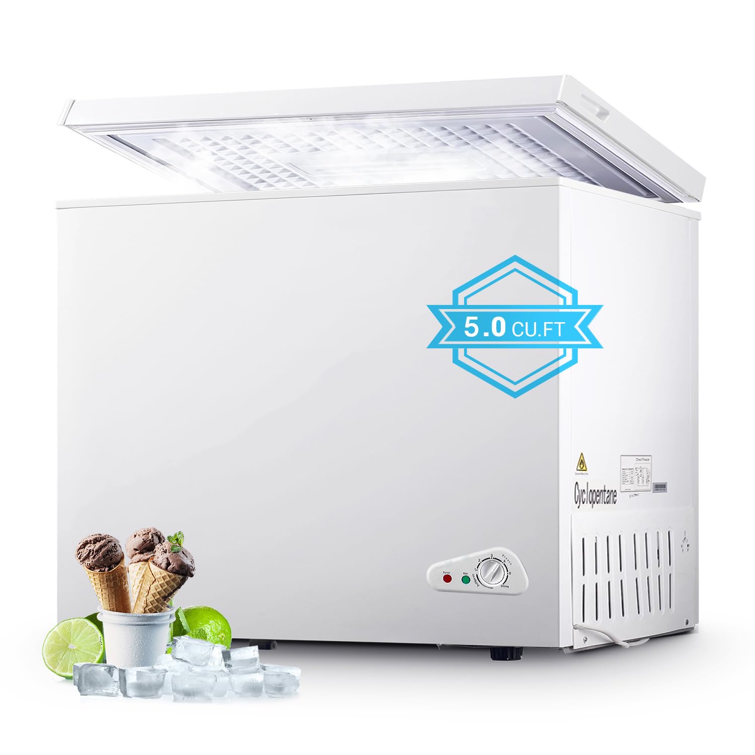Small Deep Freezer 5.0 Cu.Ft Mini Chest Freezer with Removable Baskets ...