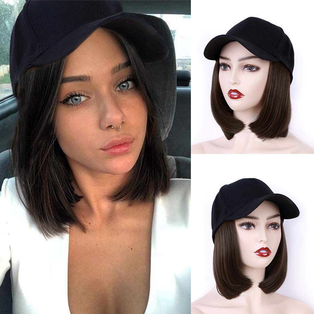 Amazon.com : AISI BEAUTY Baseball Cap Wig with Hair Extensions Short ...