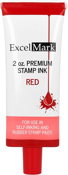 ExcelMark Self Inking Stamp Refill Ink by - 2 oz. - Red Ink - Ships ...
