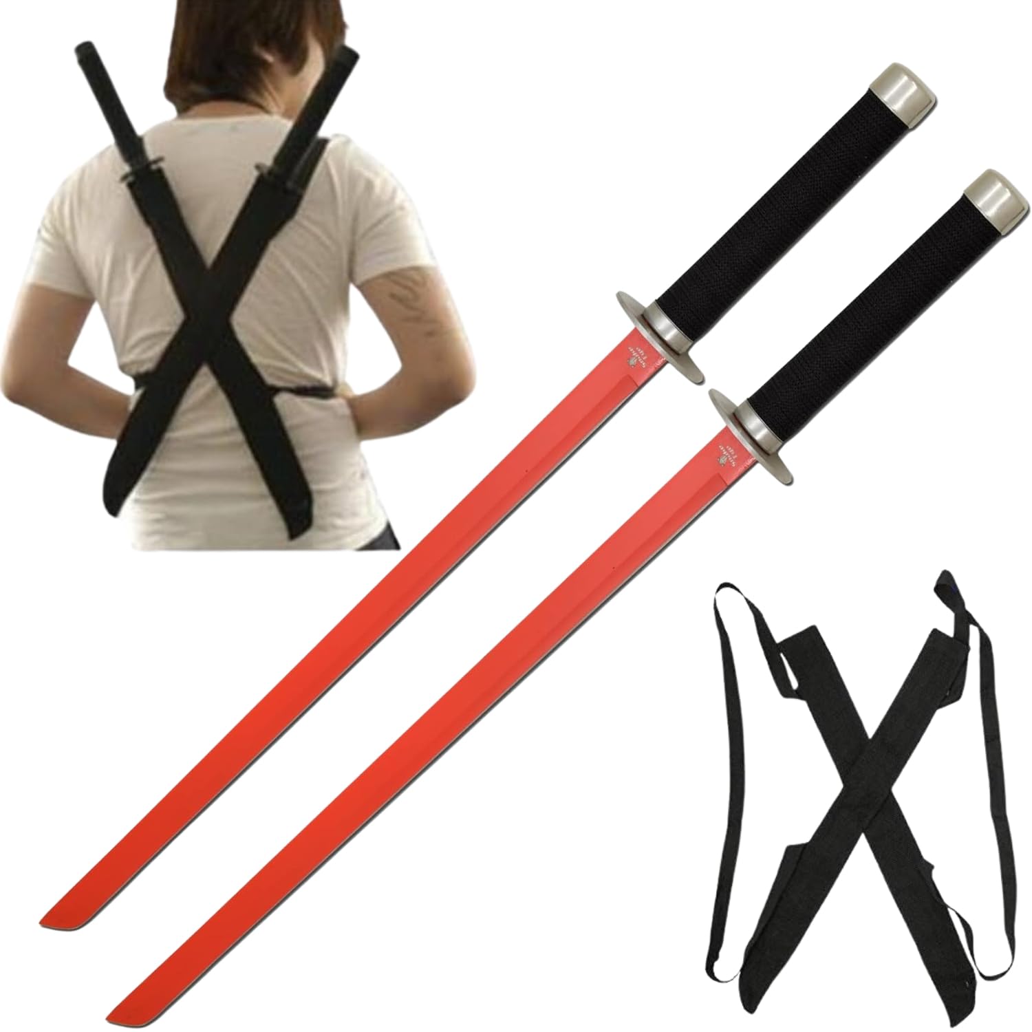 Snake Eye Tactical Dual Twin Ninja Sword with Dual Shoulder Sheath Each ...