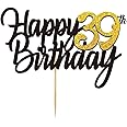 Amazon.com: Happy 39th Birthday Cake Toppers Glitter 39th Anniversary ...
