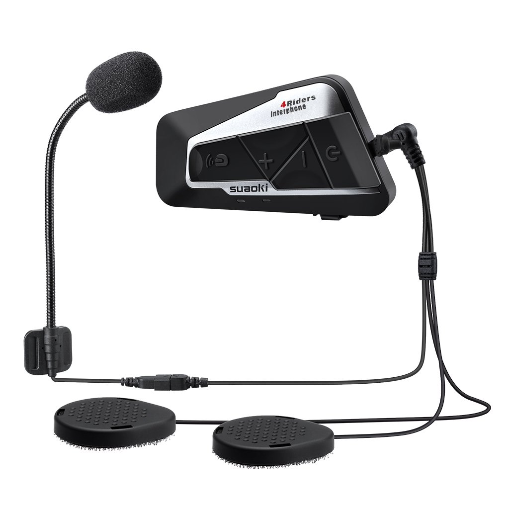 SUAOKI T9S Motorrad Intercom Bluetooth 1200M 4 Fahrer Gegensprechanlage ...