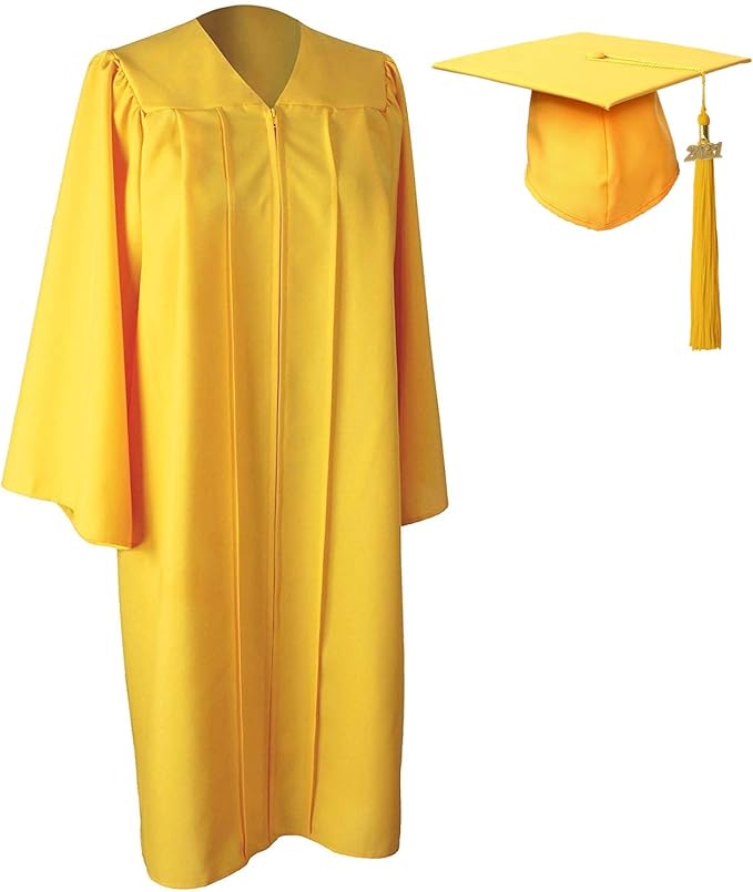 GraduationRoyal Unisex Adult Matte Graduation Gown Cap Tassel with Gold ...