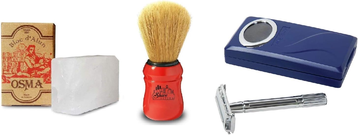The Shave Factory Premium Shaving Set with Omega Shaving Brush, Bloc ...