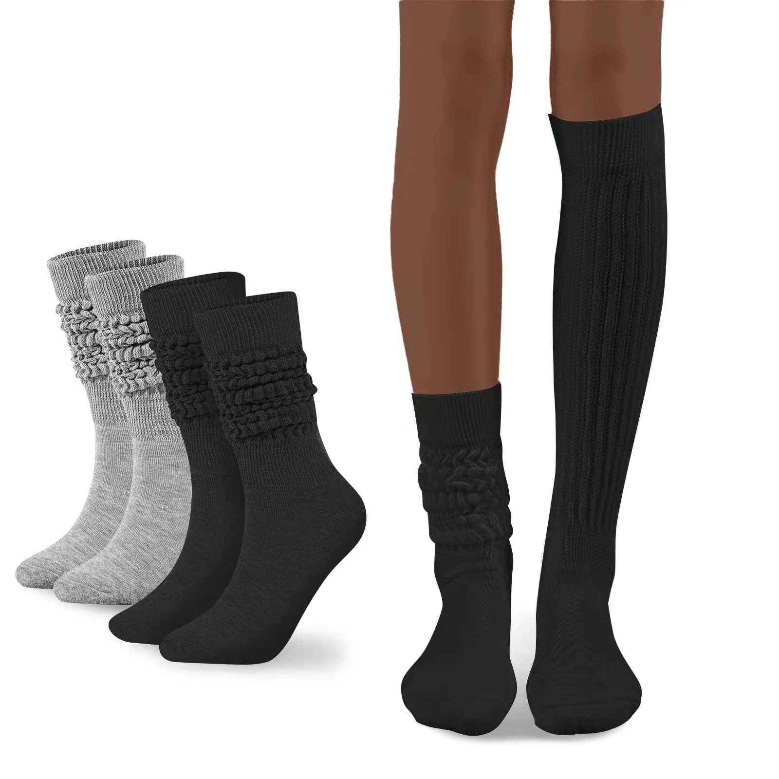 Flydo Womens Slouch Sock Scrunch Socks Soft Long Boot Socks for Women ...