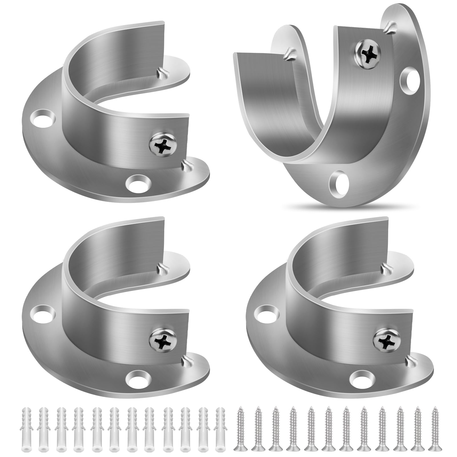 Closet Rod Brackets, Heavy Duty Closet Rod Holders, Stainless Steel ...
