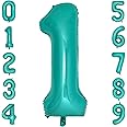 Amazon.com: Teal Number 1 Balloons 40 Inch Large Turquoise Blue Foil ...