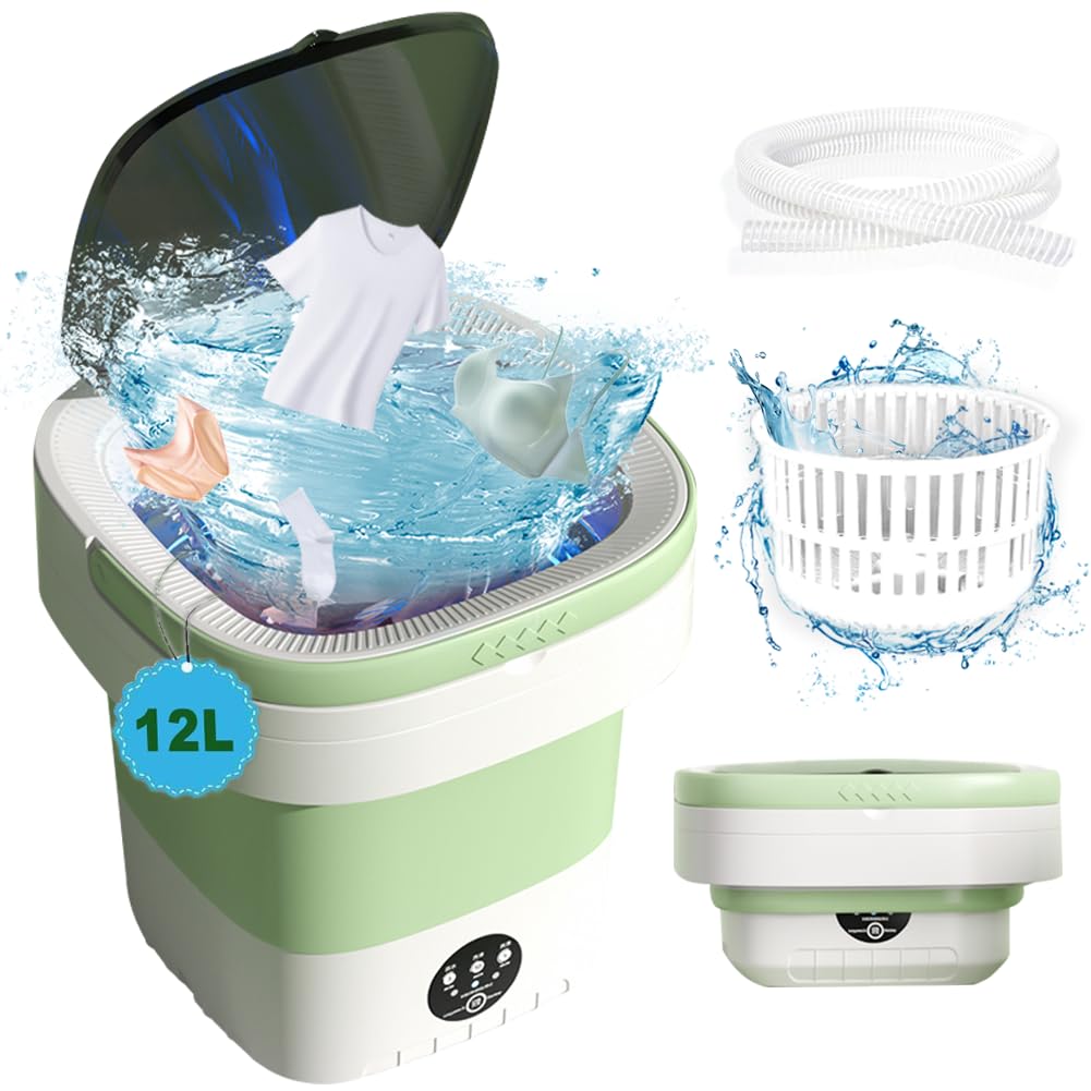 Portable Washing Machine, 12L Upgraded Large Capacity Foldable Mini ...