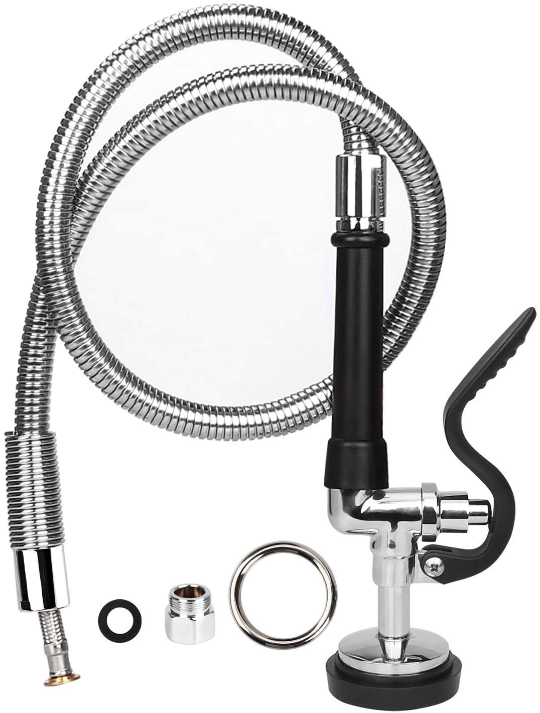 COOLWEST Pre-Rinse Hose with Spray Valve 44 Inch Flexible Stainless ...