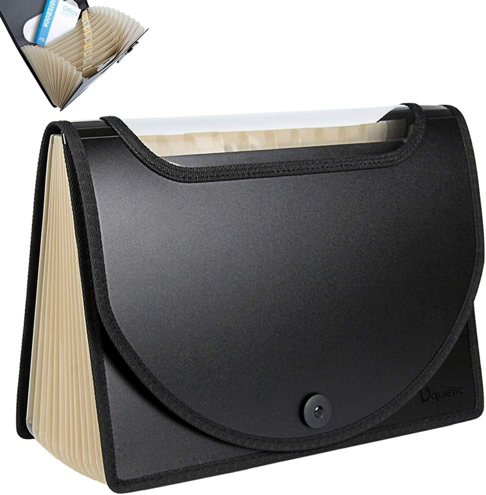 Uquelic 12 Pocket Expanding File Folder with Cover – Expandable File ...