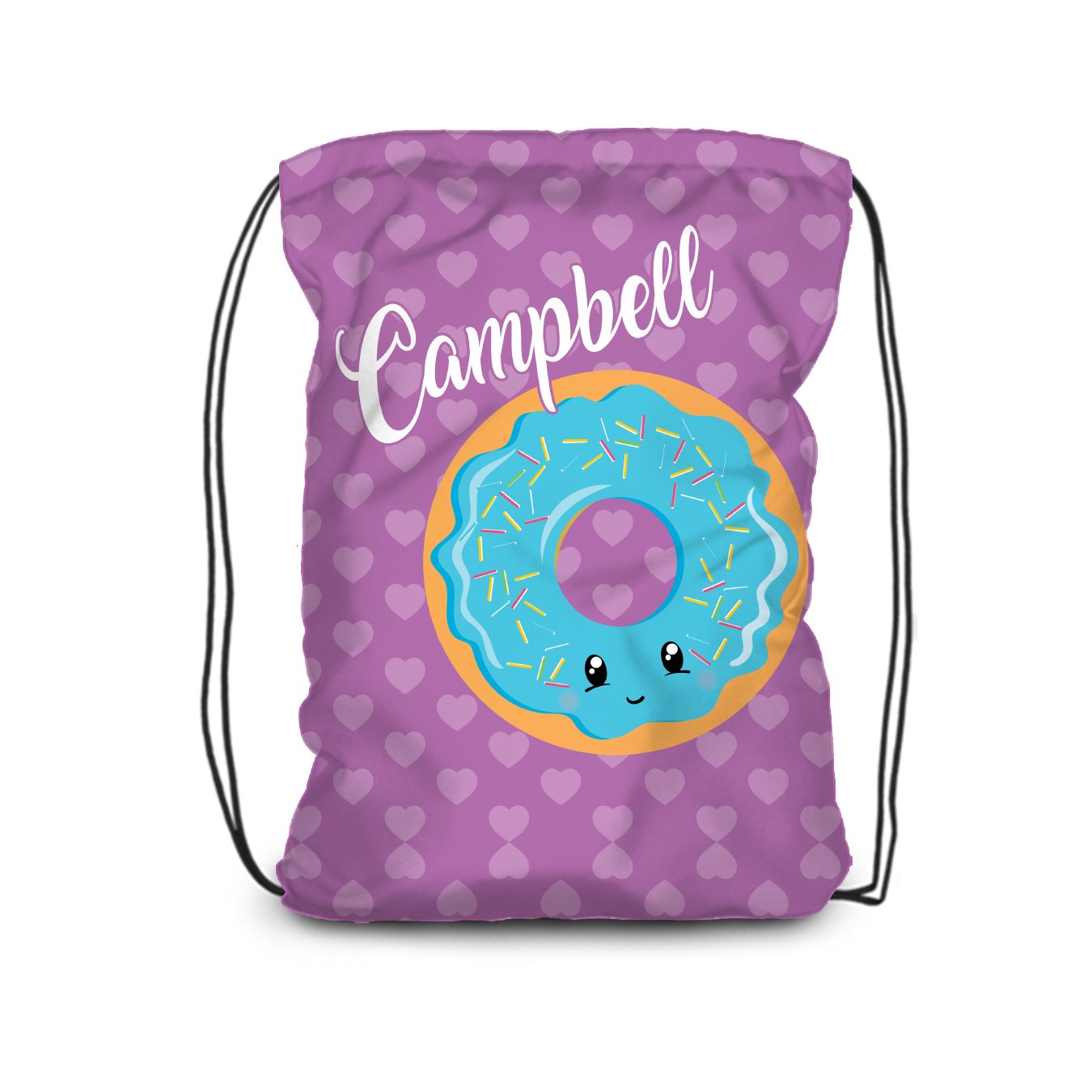 Amazon.com: Donut Drawstring Backpack - Purple Sprinkle Doughnut ...