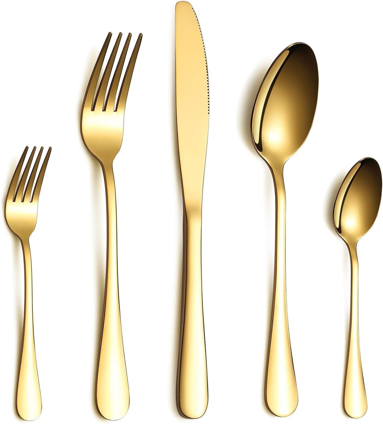 HOMQUEN Cutlery Set, Gold Flatware Set, Stainless Steel Set Service for ...
