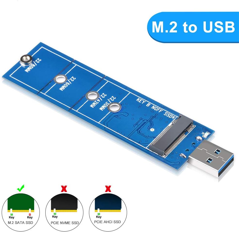 ELUTENG M.2 SSD to USB 3.0 Adapter NGFF SATA Based B/B+M Key Adapter 5Gbps (No Cable Needed ...