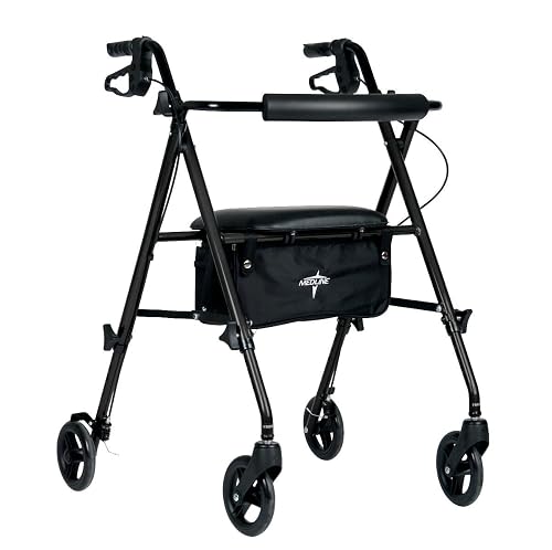 Medline Superlight Aluminum Rollator, Black - Ultra-Lightweight ...