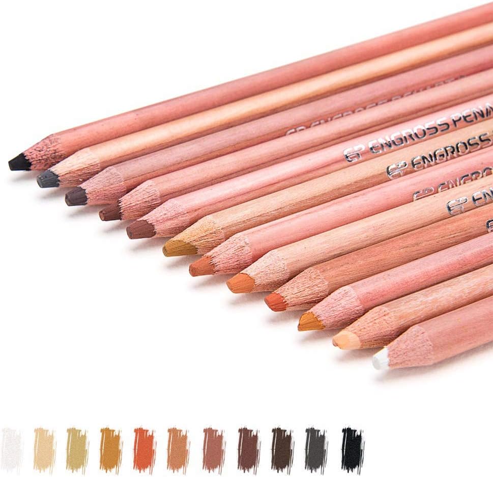 Warmiehomy 12-Color Pencil Set Professional Portrait Hand-painted Skin ...