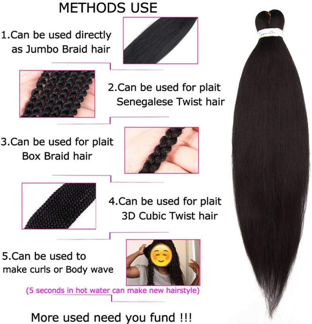 20 inches EZ Pre Stretched Braiding Hair Extensions Professional Braids ...