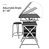 ZENY Drafting Table and Stool, Tilted Draft Table Desk w/Drawers ...
