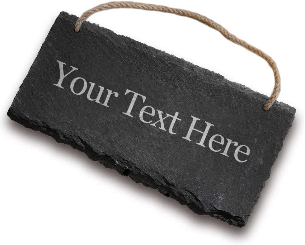 EDSG Personalised Hanging Sign Plaque | Engraved Rectangular Slate Door ...