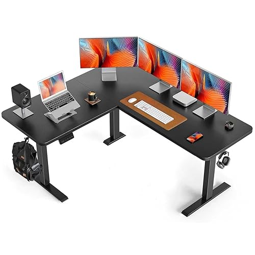 FEZIBO L Shaped Standing Desk, 63" Corner Standing Desk with Electric ...