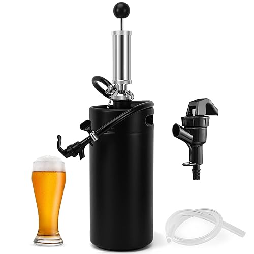 WELLBOM 128oz Growler Tap System, 3.6L Portable Keg Pump Tap Mini Keg ...