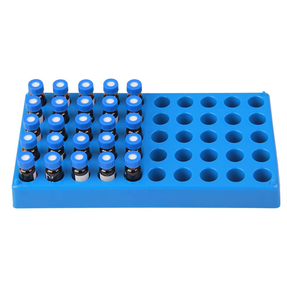 10 Packs Vial Rack Single Blue Holds 50 Standard 12 mm 2 mL vials ...