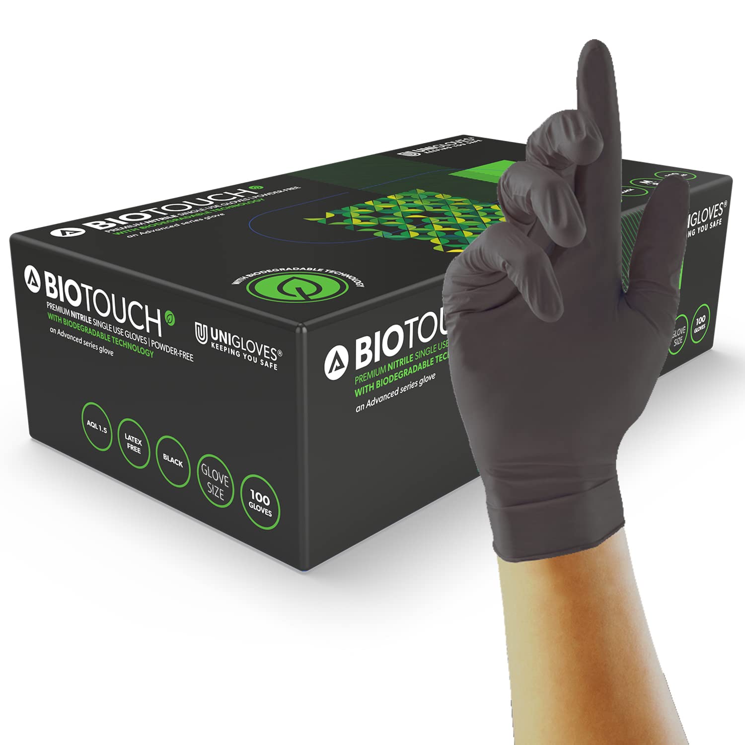 UNIGLOVES BioTouch Nitrile Disposable Gloves - Biodegradable ...
