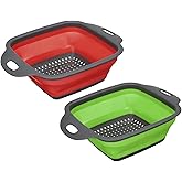 Amazon.com: AUAUY 2 PCS Collapsible Colander Set, Square Silicone ...