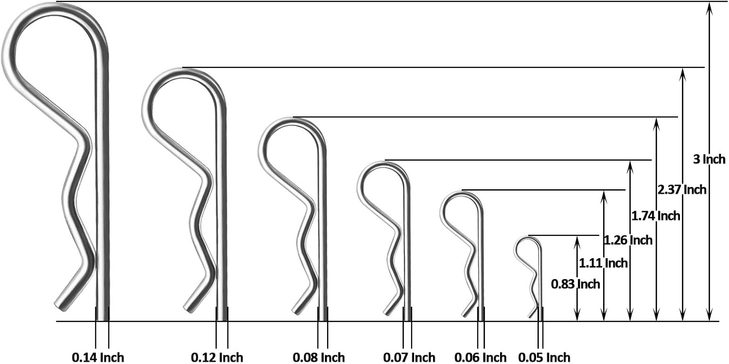 Cotter Pins Assortment Kit,R Clips Split Pins Stainless Steel Cotter ...