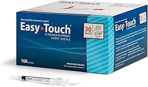 Amazon.com: EasyTouch U-100 Insulin Syringe with Needle, 30G 0.5cc 5/16-Inch (8mm), Box of 100 ...