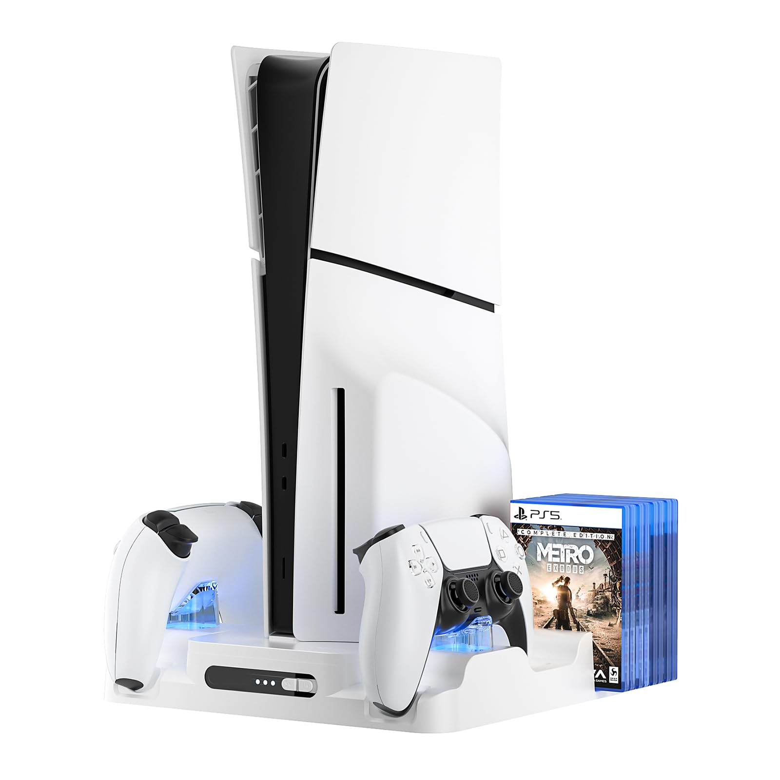 PS5 Pro Stand, PS5 Cooling Station with Dual PS5 Controller Charging ...