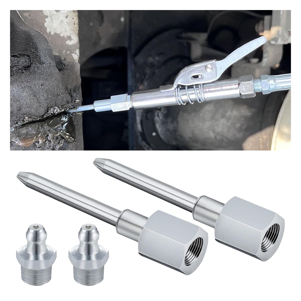Grease Needle Tip, Narrow Grease Needle Nozzle Adapter with 1/8 Inch ...