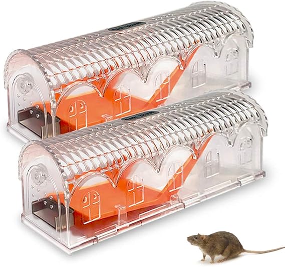 Humane Mouse Trap Transparent, 2 Pack Pets and Children Friendly Rodent ...