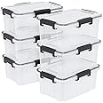 Amazon.com - Eagrye 6-Pack 12 Qt Plastic Storage Box with Gasket Seal Lid, Durable Moving ...