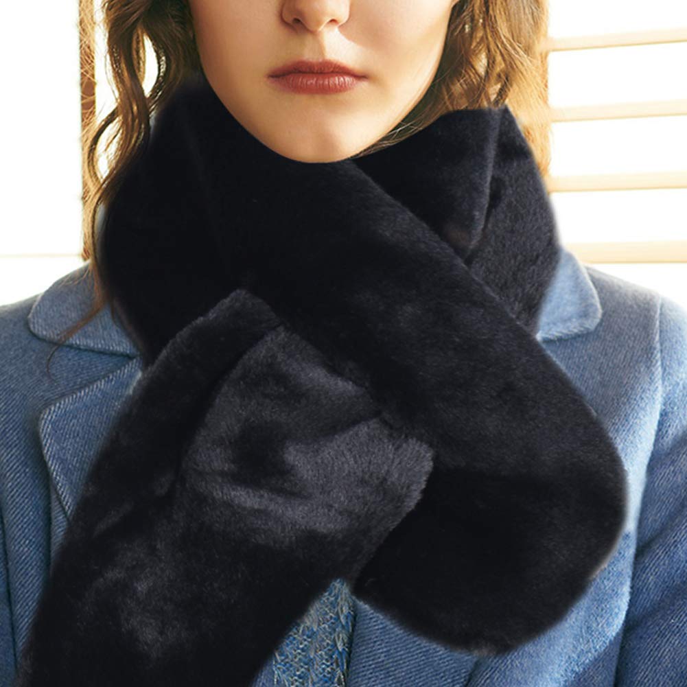 Womens Faux Fur Scarf, YIDUODE Long Faux Fur Warm Soft Furry Wrap ...