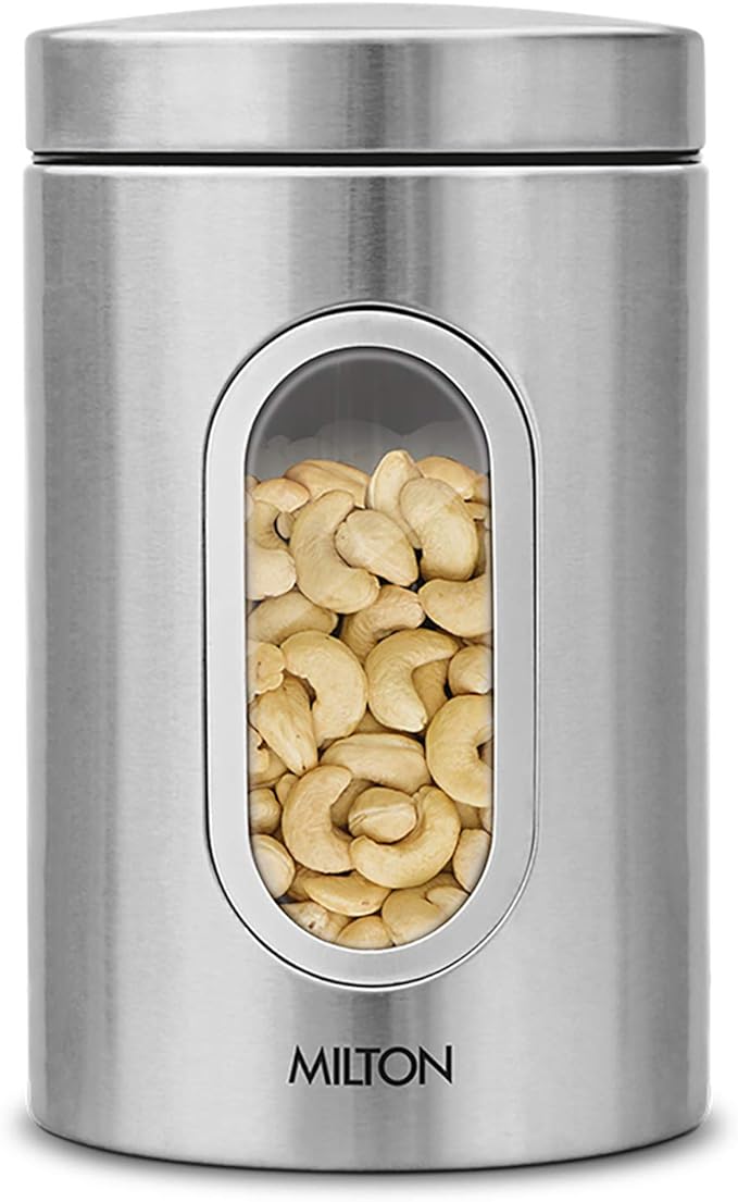 Buy Milton Steel Clear 200 Round Storage Jar, 160 ml, Steel Plain ...