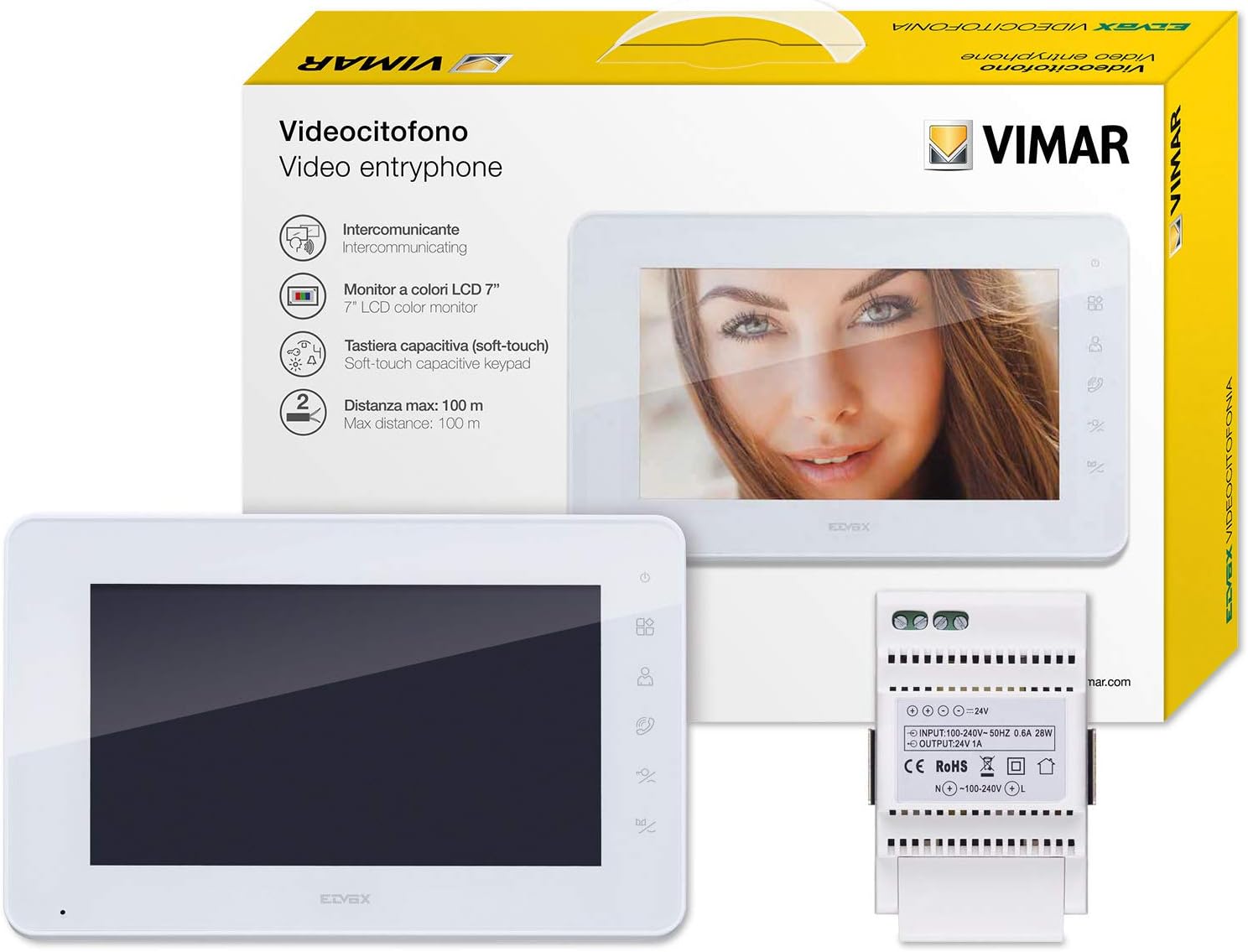 VIMAR K40932 Additional 7in LCD Monitor with Touch Buttons for Video ...