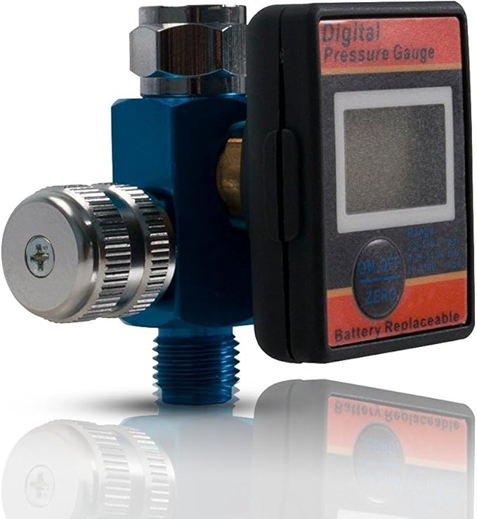 lematec Regulador de aire con manómetro digital, válvula de flujo de aire para todas las ...