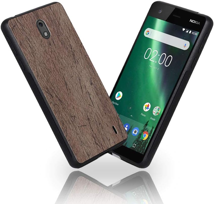 ZWEU Nokia 1 Plus Case, Wood Grain Slim Proof Phone Cover Premium PU ...