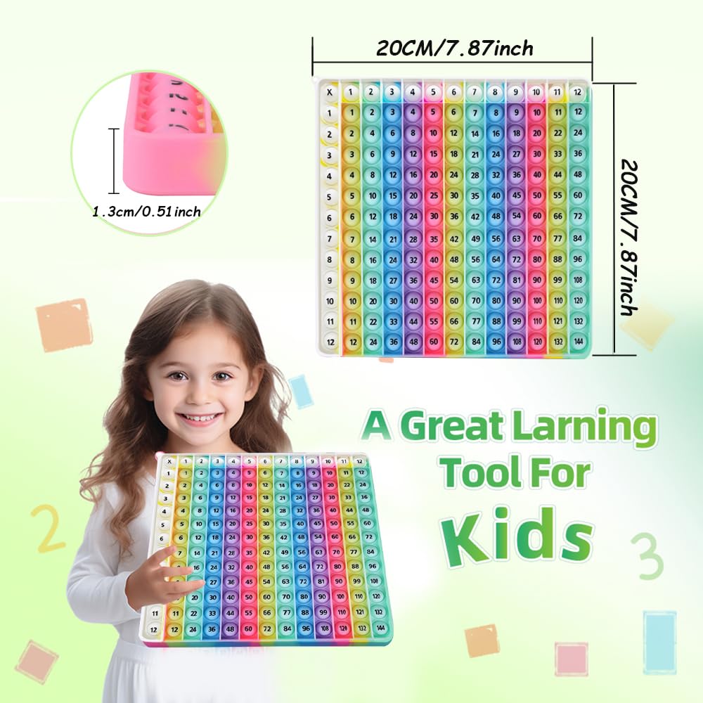 Rainbow Multiplication Table Pop Fidget Toy, Educational Math Learning ...