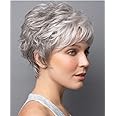 Amazon.com: XIUFAXIRUSI XIUFAXIRUSI Grey Curly Pixie Wigs for White ...