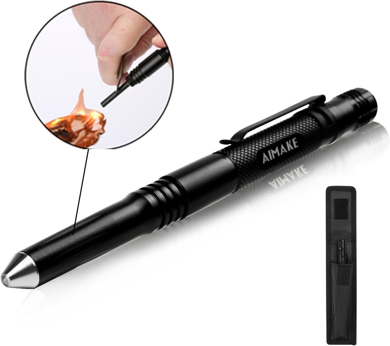 AIMAKE Tactical Survival Pen-7 IN 1- Fire Starter FlashLight Window ...