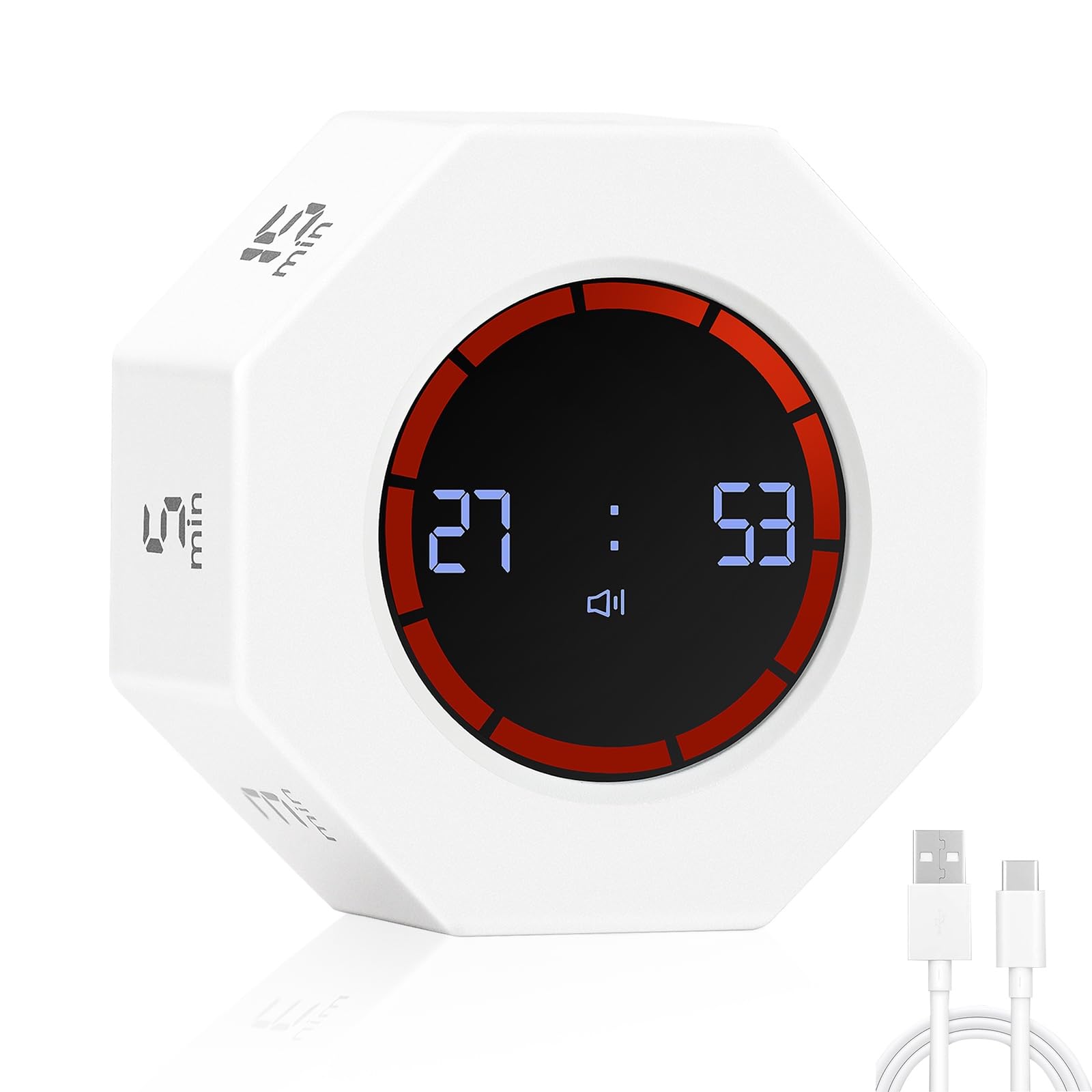 Kaflin Rechargeable Visual Timer, 8-Angle Auto-Rotating Screen with ...