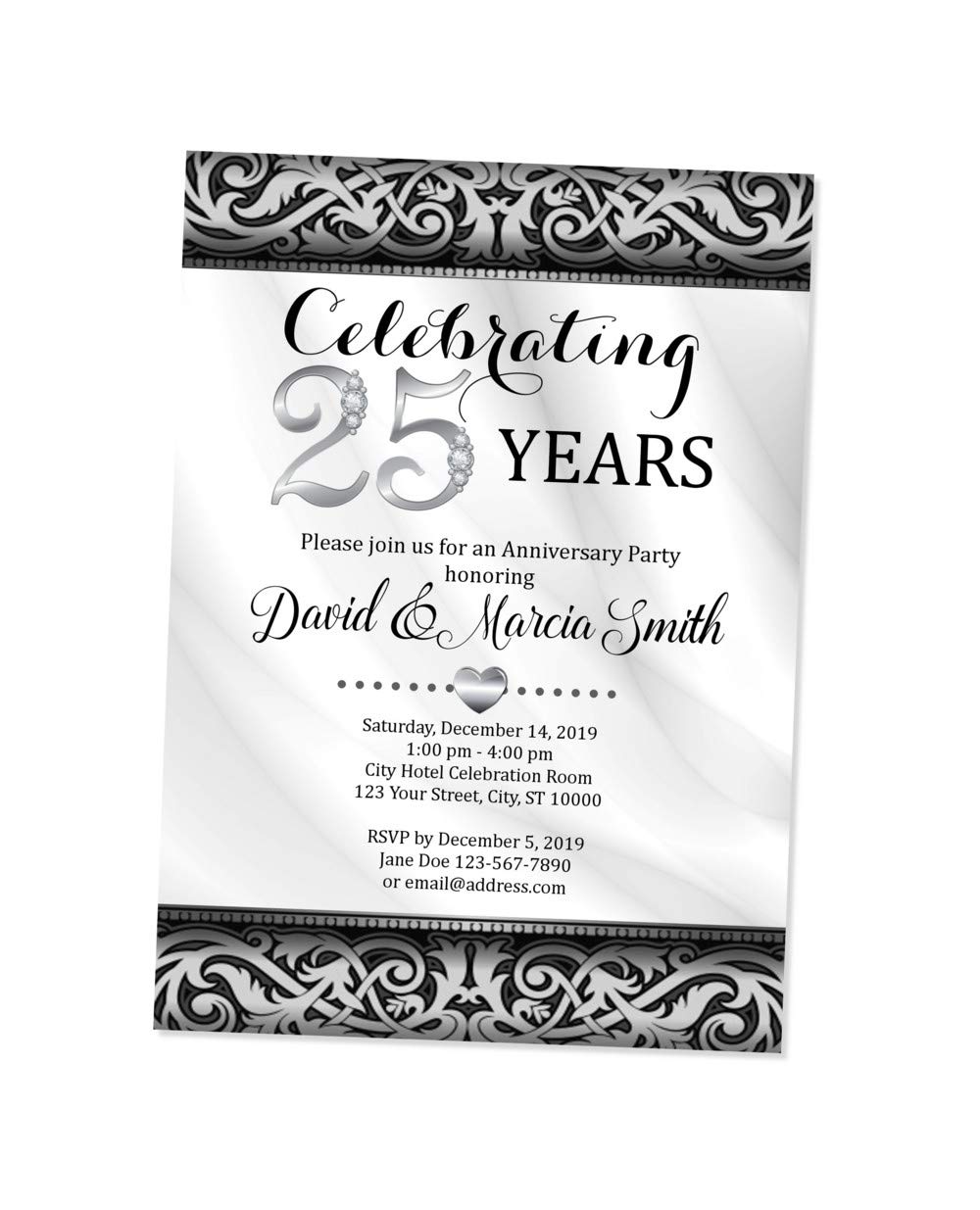 Amazon 25th Silver Wedding Anniversary Invitation Silver And 