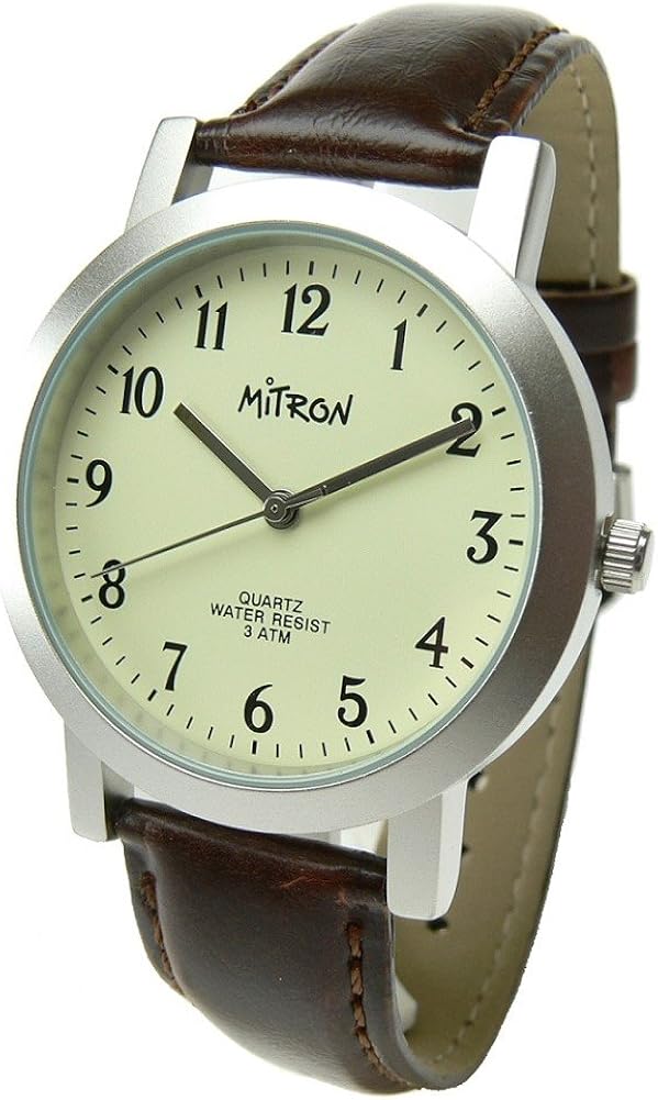 Mitron Herren-Lederarmbanduhr 63871 braun Quarz Analog: Amazon.de: Uhren